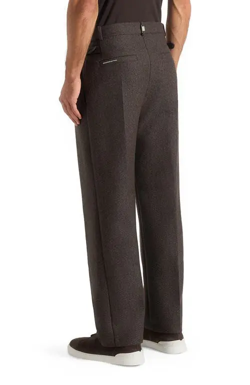 Manière De Voir Pierre Relaxed Fit Melange Pleated Tailored Trousers