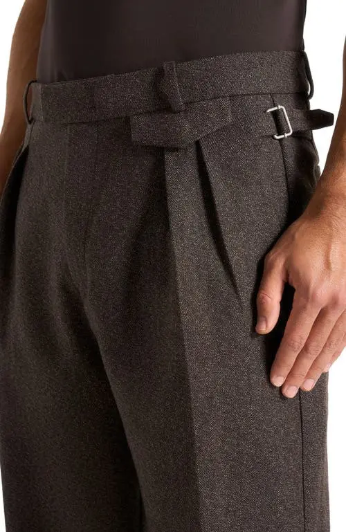 Manière De Voir Pierre Relaxed Fit Melange Pleated Tailored Trousers