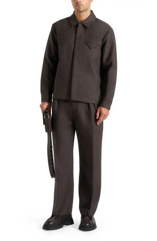 Manière De Voir Pierre Relaxed Fit Melange Pleated Tailored Trousers