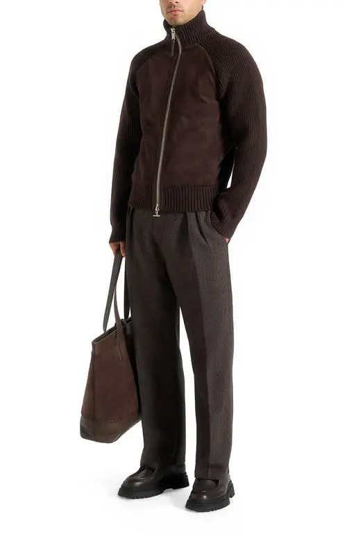 Manière De Voir Pierre Relaxed Fit Melange Pleated Tailored Trousers