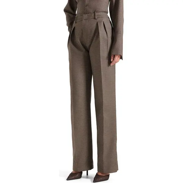 Manière De Voir Maniere De Voir Julie Houndstooth Twin Pleat Trousers - Brown