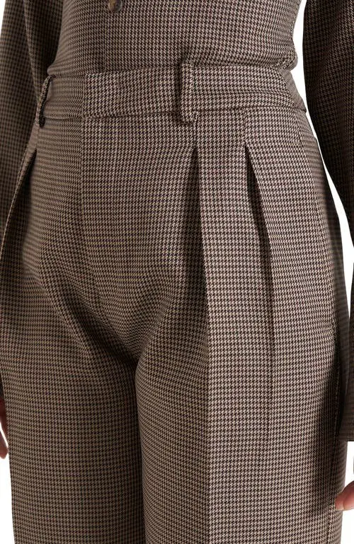Manière De Voir Maniere De Voir Julie Houndstooth Twin Pleat Trousers - Brown