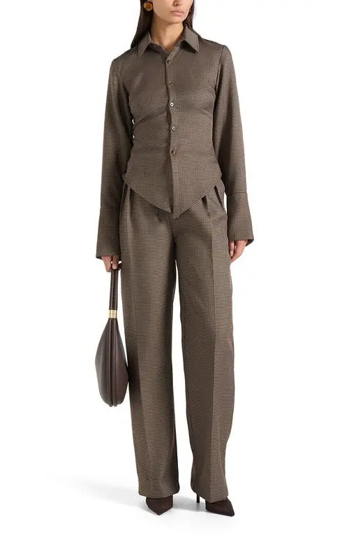 Manière De Voir Maniere De Voir Julie Houndstooth Twin Pleat Trousers - Brown