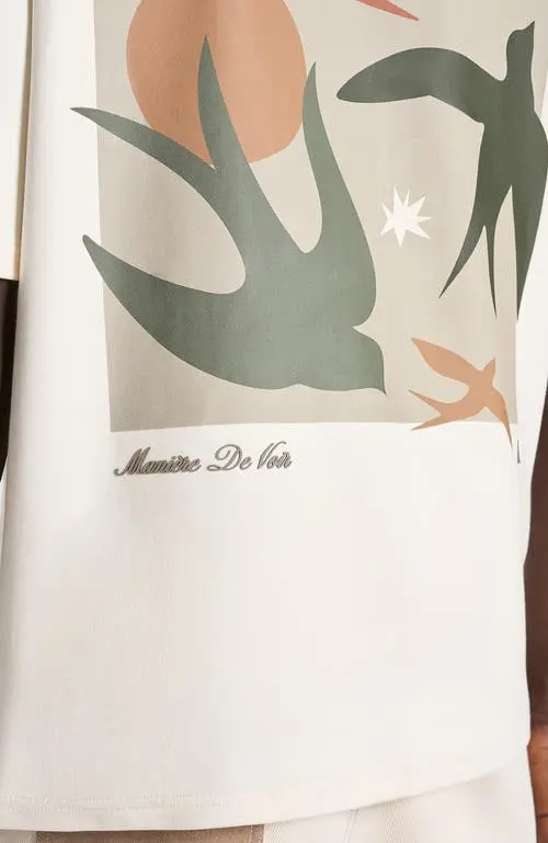 Manière De Voir Thibault Bird Detail Cotton T-shirt - Cream