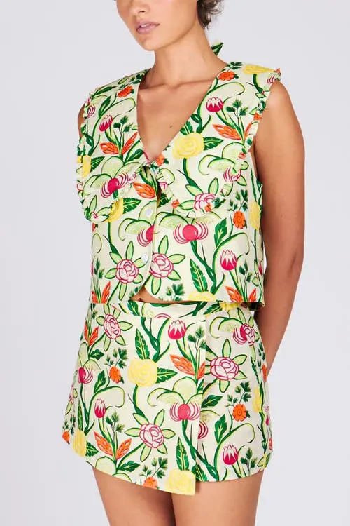 RACHEL ANTONOFF Georgia Top With Floral Embroidery