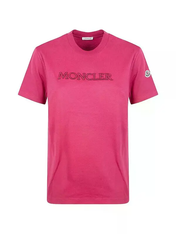 Moncler Embroidered Logo T-shirt - Pink
