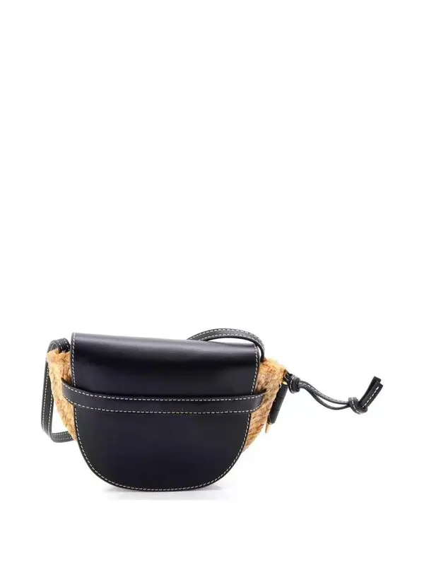 Loewe Gate Raffia Mini Crossbody Bag - Black