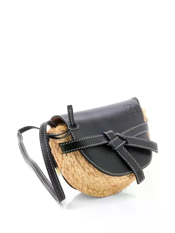 Loewe Gate Raffia Mini Crossbody Bag - Black