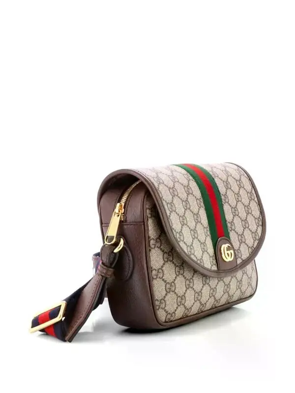 Gucci Ophidia Flap Shoulder Bag Gg Coated Canvas