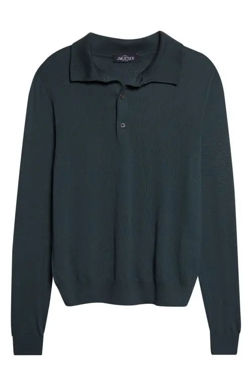 J. MUESER Wish Merino Wool Polo Sweater - Forest