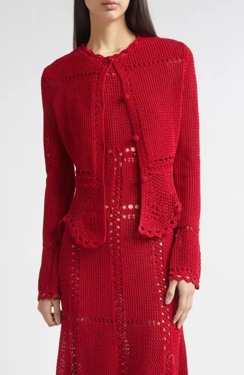 Erdem Open Knit Peplum Cardigan