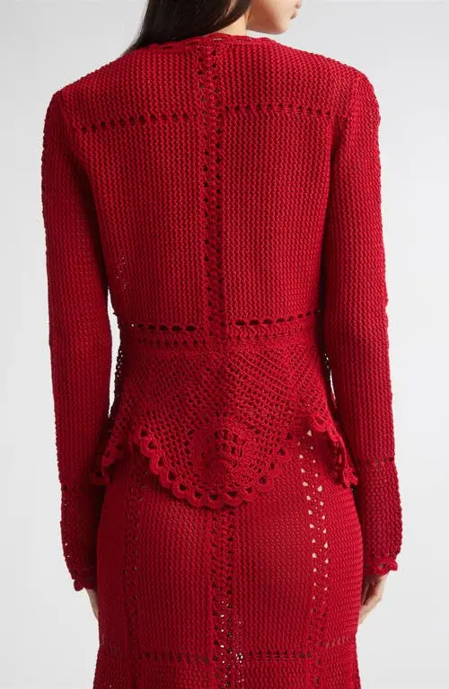 Erdem Open Knit Peplum Cardigan