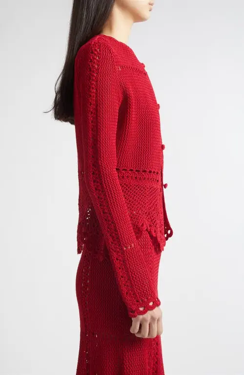 Erdem Open Knit Peplum Cardigan