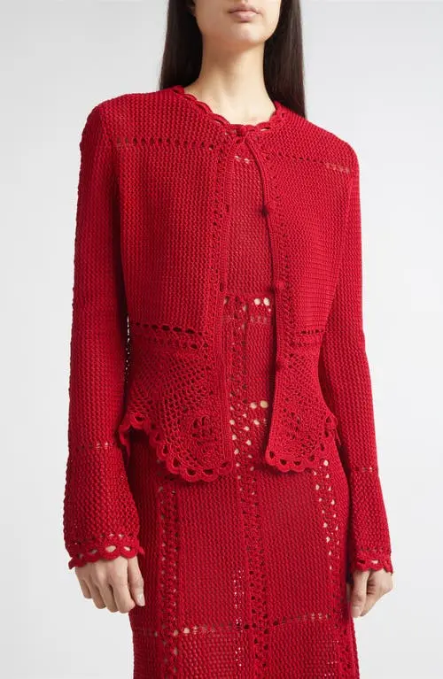 Erdem Open Knit Peplum Cardigan