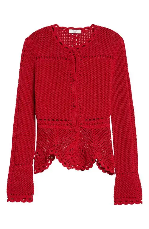 Erdem Open Knit Peplum Cardigan