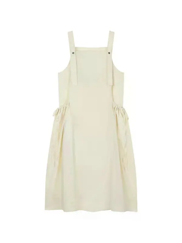 STUDIO TOMBOY Square Neck Sleeveless Dress With Drawstring Waist - Neutrals