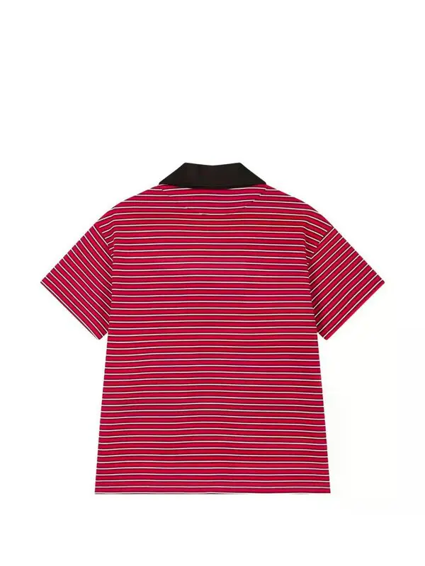 STUDIO TOMBOY Striped Short-sleeve Polo Shirt With Contrast Collar - Red