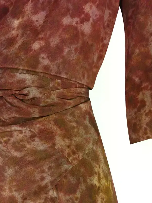 CORTANA Carla Silk Mottled Print Wrap Dress - Brown