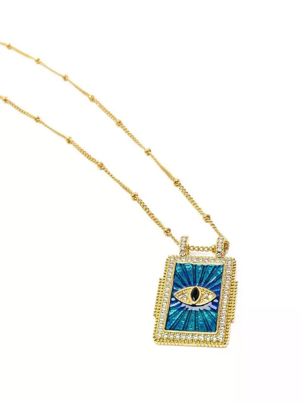 NIALAYA JEWELRY Tone Evil Eye Pendant Necklace With Crystal Embellishment
