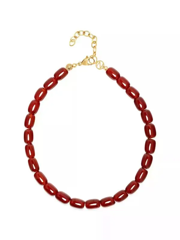 NIALAYA JEWELRY Beaded Agate Necklace - Gold