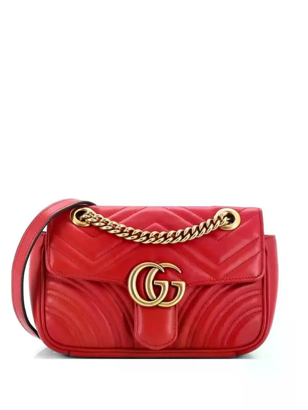 Gucci Matelassé Leather Mini Crossbody Bag - Red