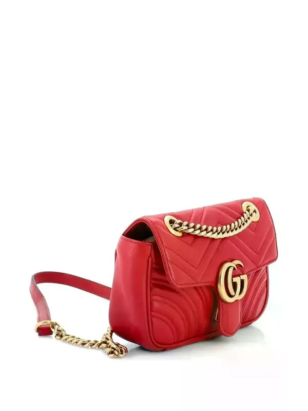 Gucci Matelassé Leather Mini Crossbody Bag - Red