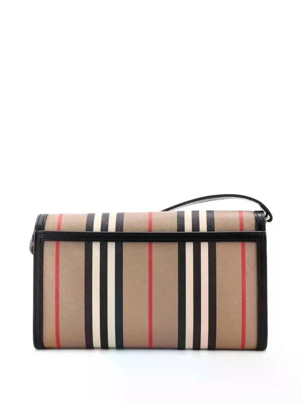 Burberry Icon Stripe E-canvas Wallet On Strap Crossbody Bag - Brown
