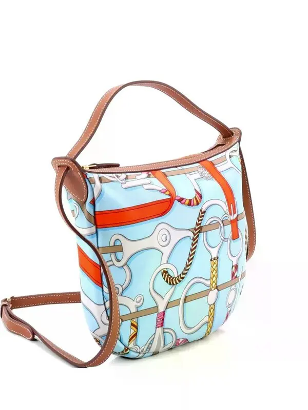 Hermès Sursoie To Go Pouch Printed Silk And Leather Crossbody Bag - Blue