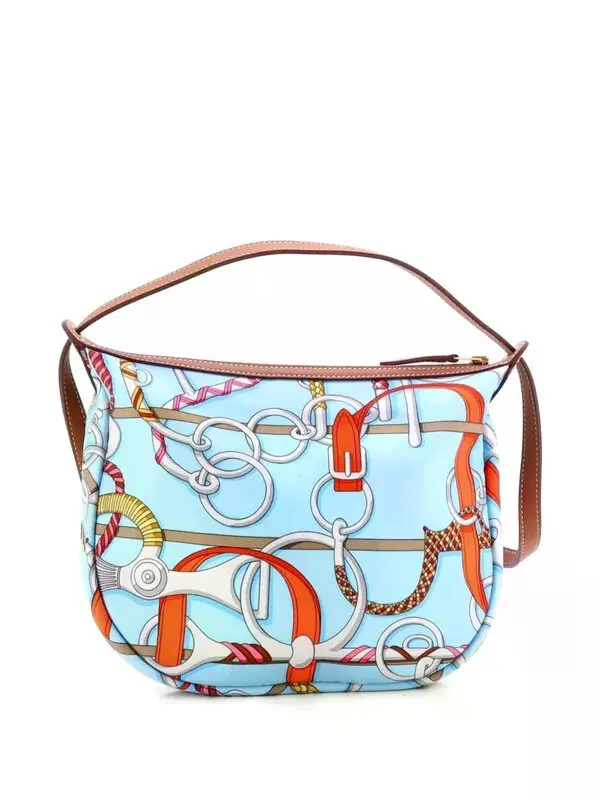Hermès Sursoie To Go Pouch Printed Silk And Leather Crossbody Bag - Blue