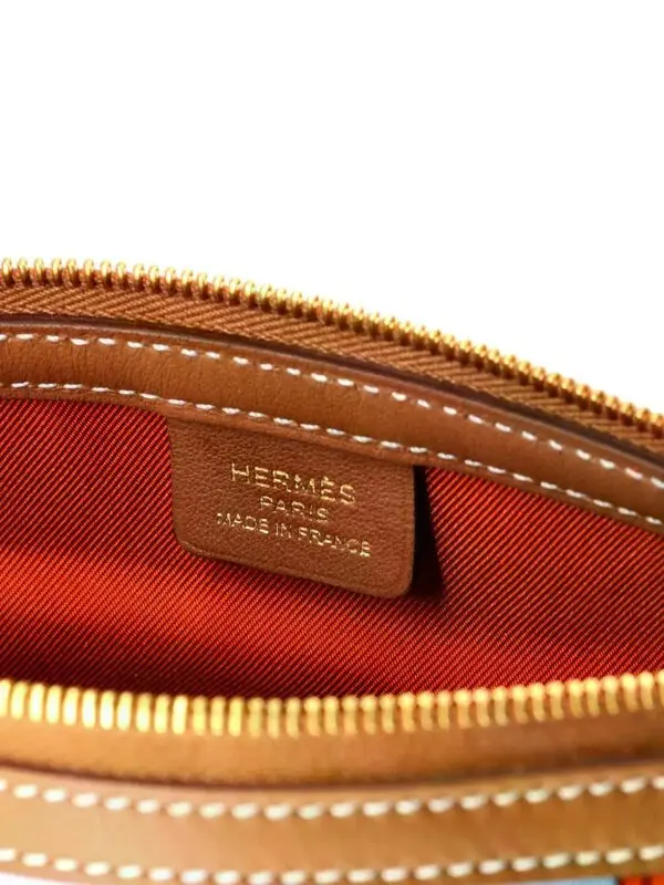 Hermès Sursoie To Go Pouch Printed Silk And Leather Crossbody Bag - Blue