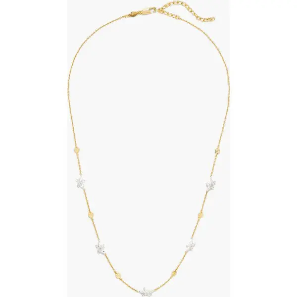 YOJ Gold Plated Flower Chain Necklace - Two Tone