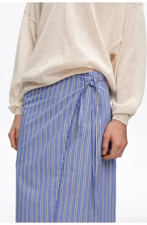 Bimba Y Lola Cotton Striped Sarong Midi Skirt
