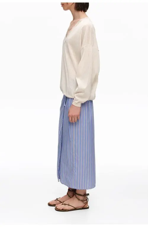 Bimba Y Lola Cotton Striped Sarong Midi Skirt