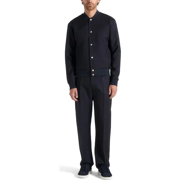 Manière De Voir Savin Pinstripe Bomber Jacket - Navy
