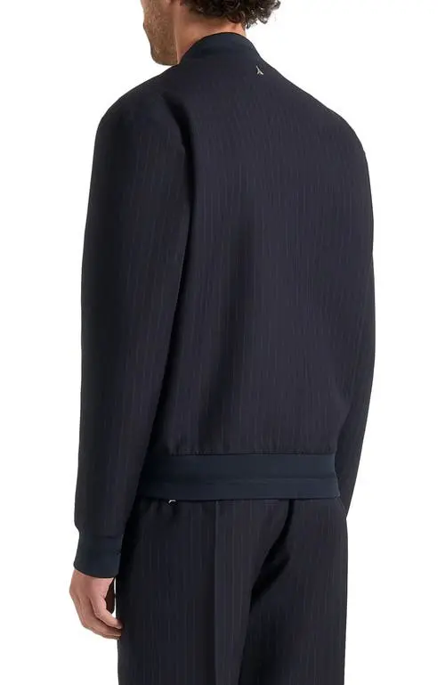 Manière De Voir Savin Pinstripe Bomber Jacket - Navy