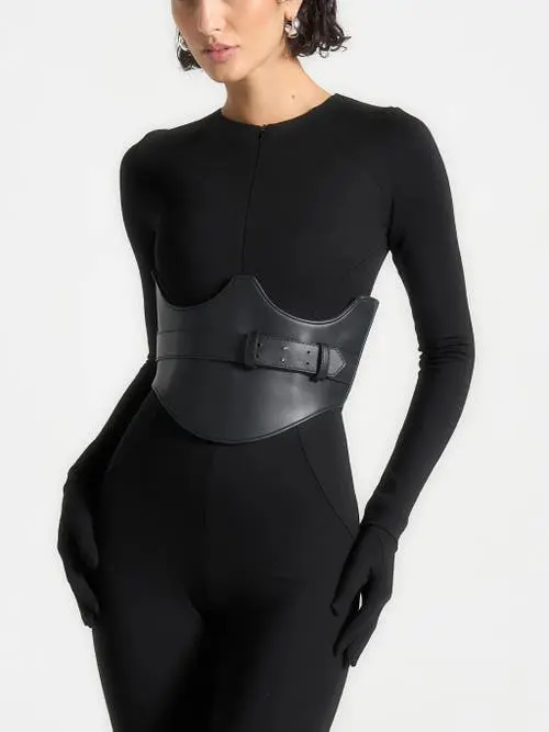 Manière De Voir Maniere De Voir Vegan Leather Corset Belt - Black