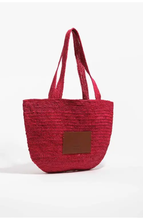 Bimba Y Lola Woven Raffia Shoulder Bag - Red