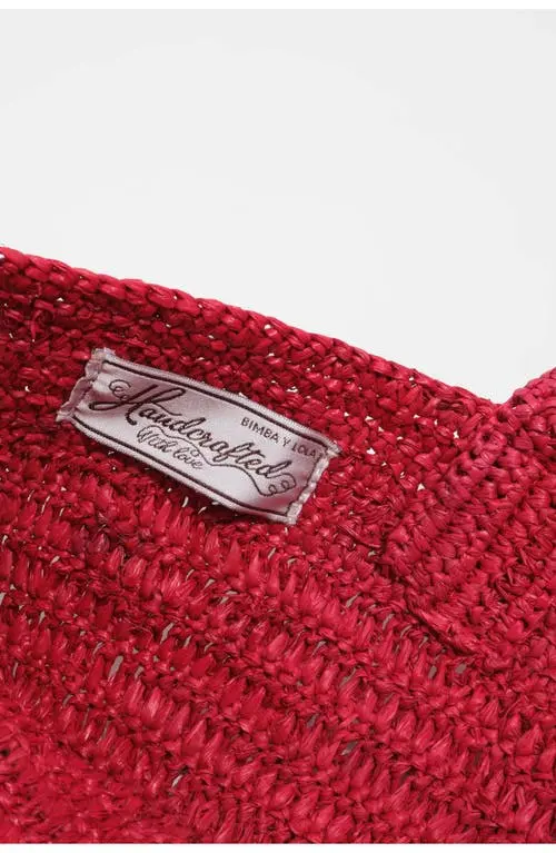 Bimba Y Lola Woven Raffia Shoulder Bag - Red