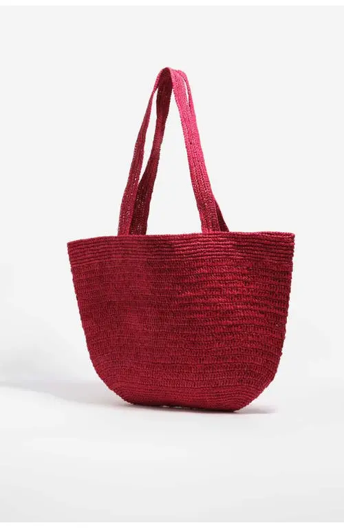 Bimba Y Lola Woven Raffia Shoulder Bag - Red