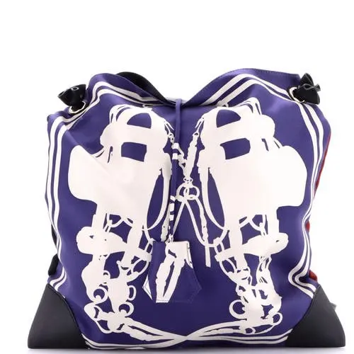 Hermès Silky City Bag Printed Silk And Leather Pm - Blue