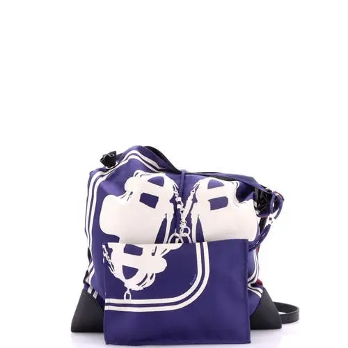 Hermès Silky City Bag Printed Silk And Leather Pm - Blue