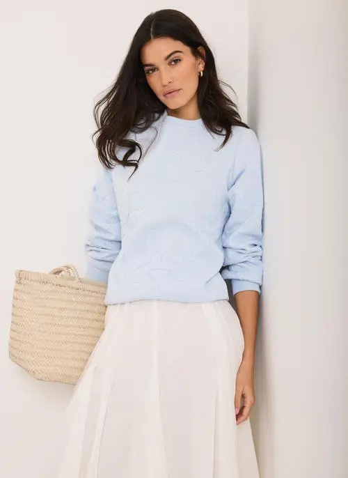 Mint Velvet Embroidered Crewneck Sweatshirt - Blue