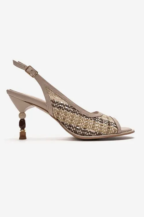 PROLOGUE SHOES Soven Stiletto Sandal - Beige