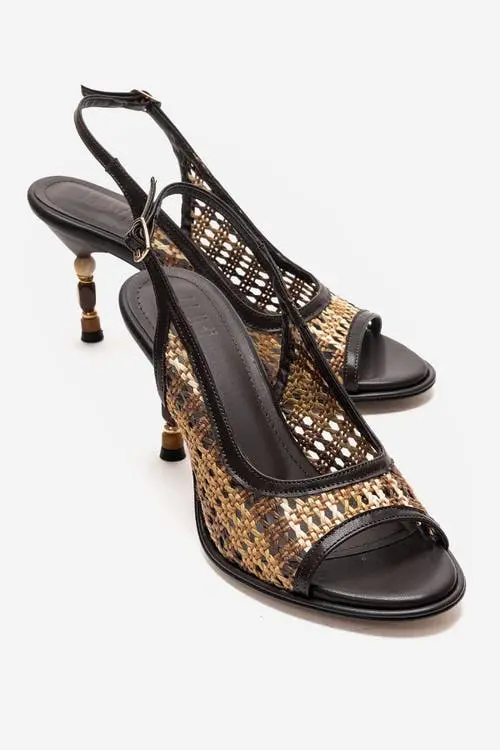PROLOGUE SHOES Soven Stiletto Sandal - Brown