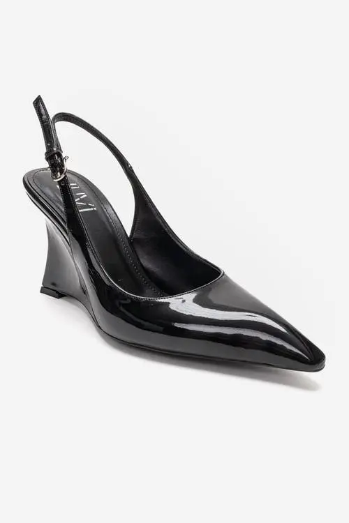 PROLOGUE SHOES Felon Slingback Wedge Pump - Black