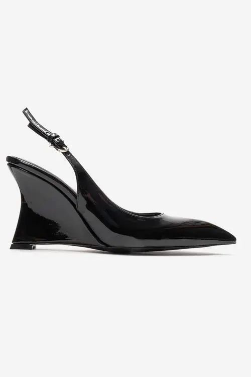 PROLOGUE SHOES Felon Slingback Wedge Pump - Black