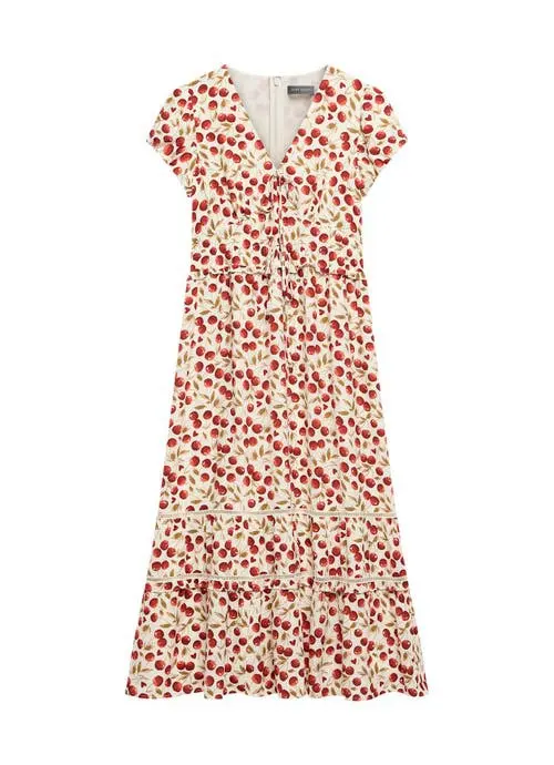 Mint Velvet Cherry Print Midi Dress - Red