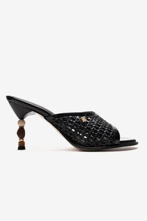 PROLOGUE SHOES Selvian Woven Stiletto Sandal - Black