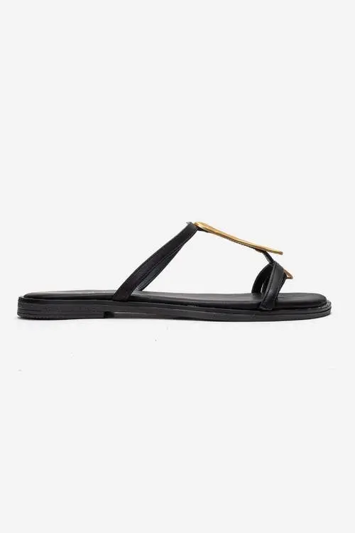FOREVER & ALWAYS SHOES Tessa Leather Thong Sandal - Black