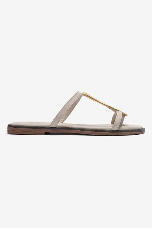 FOREVER & ALWAYS SHOES Tessa Leather Thong Sandal - Ecru